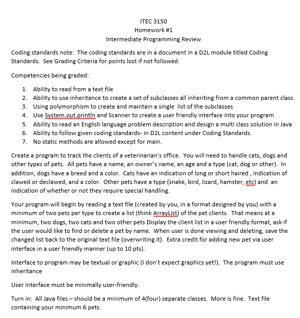 Solved Itec 3150homework 1intermediate Programming 6592