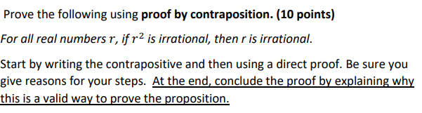 Solved Prove the following using proof by contraposition. | Chegg.com