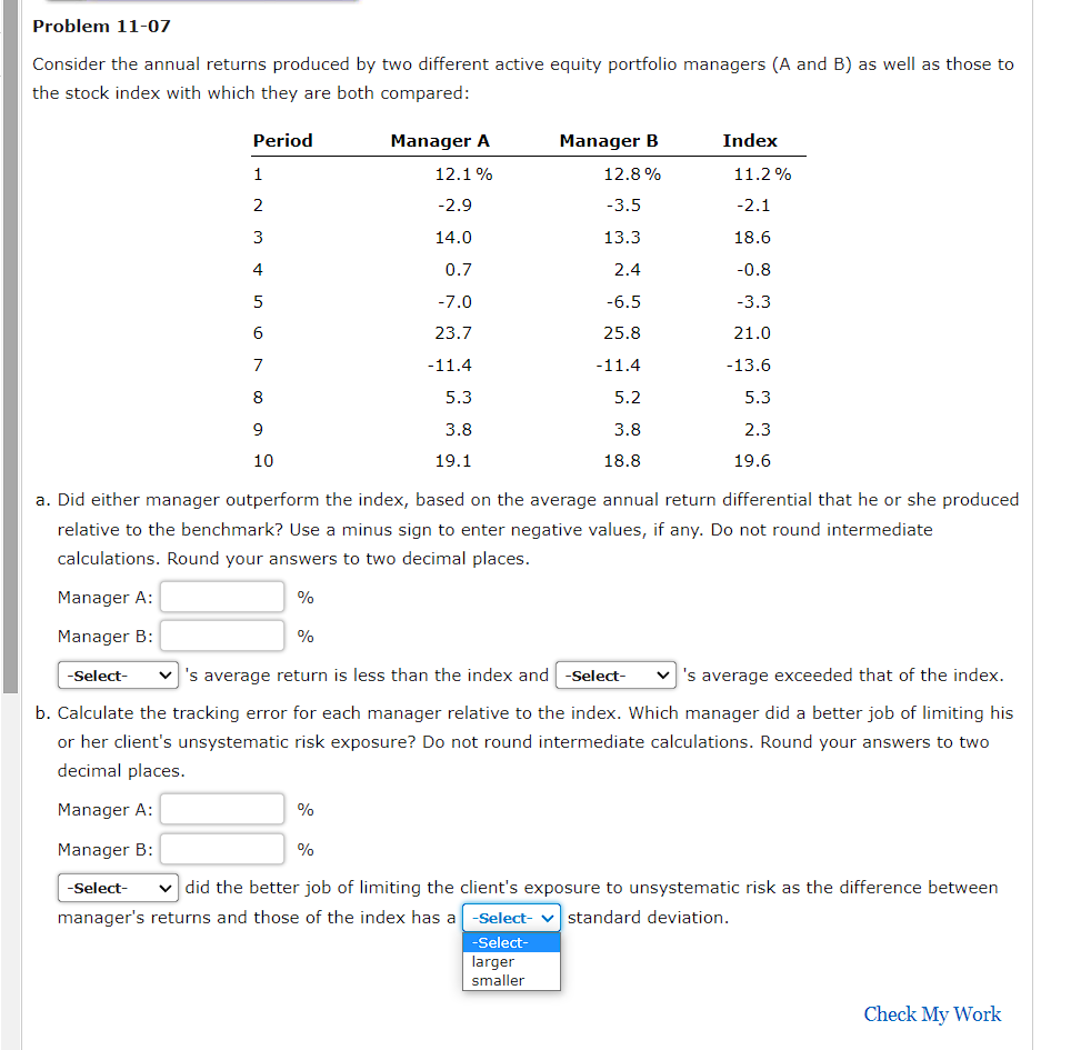 Consider the annual returns produced by two different | Chegg.com