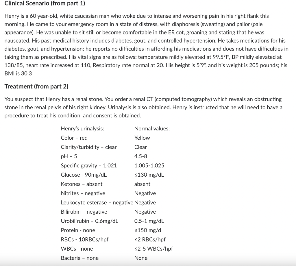 Solved Rationale (part 3) Renal stones are fundamentally a | Chegg.com