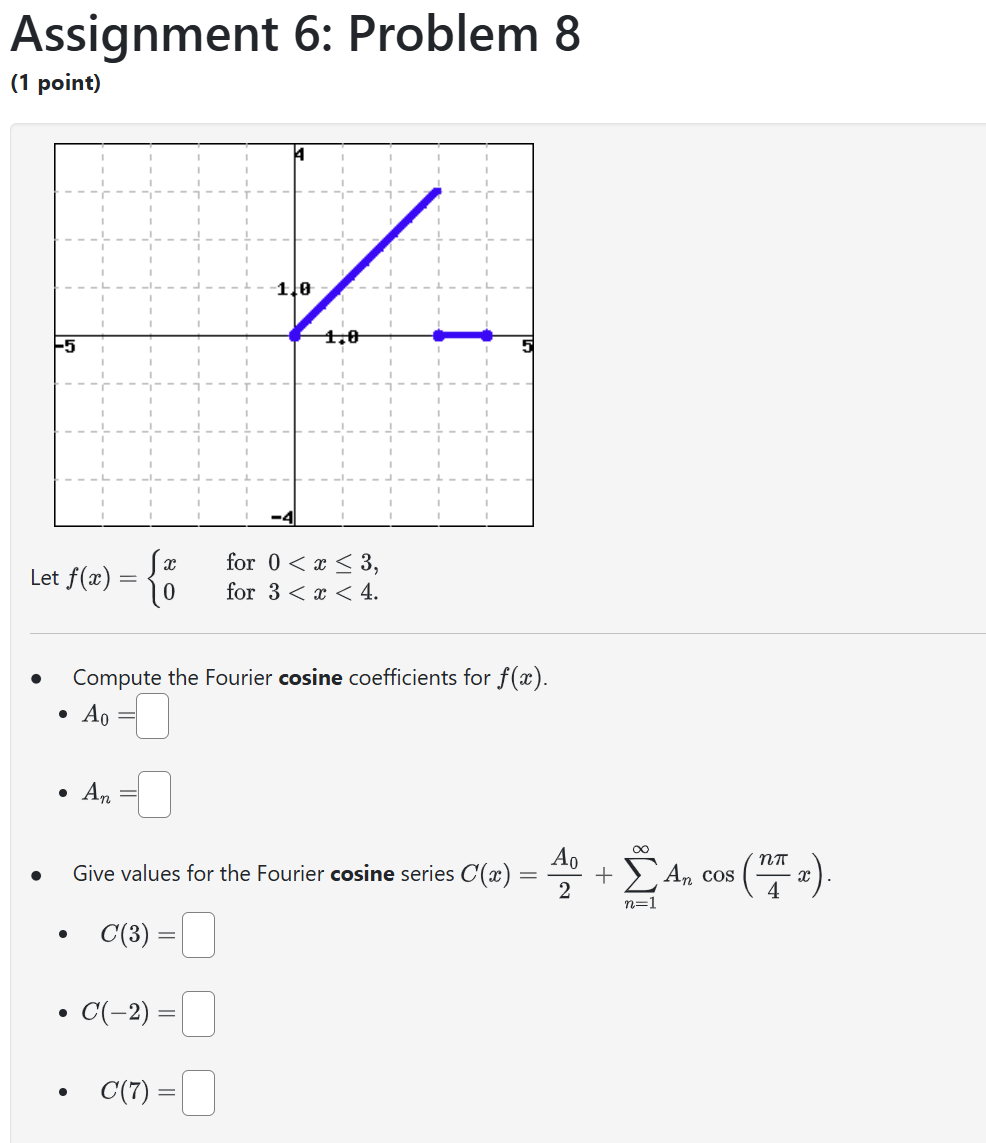 Solved Assignment 6: Problem 8(1 ﻿point)Let | Chegg.com