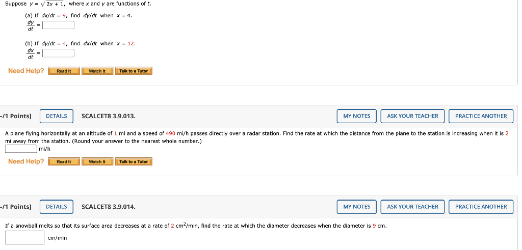 Solved Suppose y = 2x + 1, where x and y are functions of t. | Chegg.com