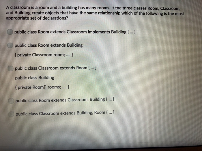 Solved A classroom is a room and a building has many rooms. | Chegg.com
