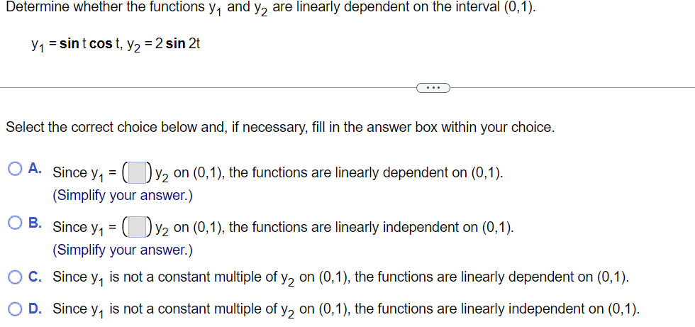 Solved y1=sintcost,y2=2sin2t elect the correct choice below | Chegg.com