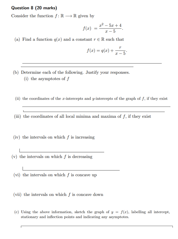 Solved Question 8 (20 marks) Consider the function f:R R | Chegg.com