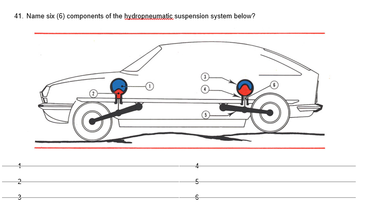 Solved 41. Name six (6) components of the hydropneumatic | Chegg.com