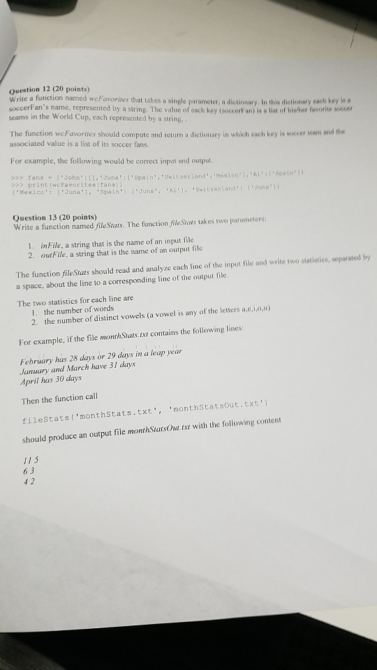 Solved Question 12 (20 points) Write a function named | Chegg.com