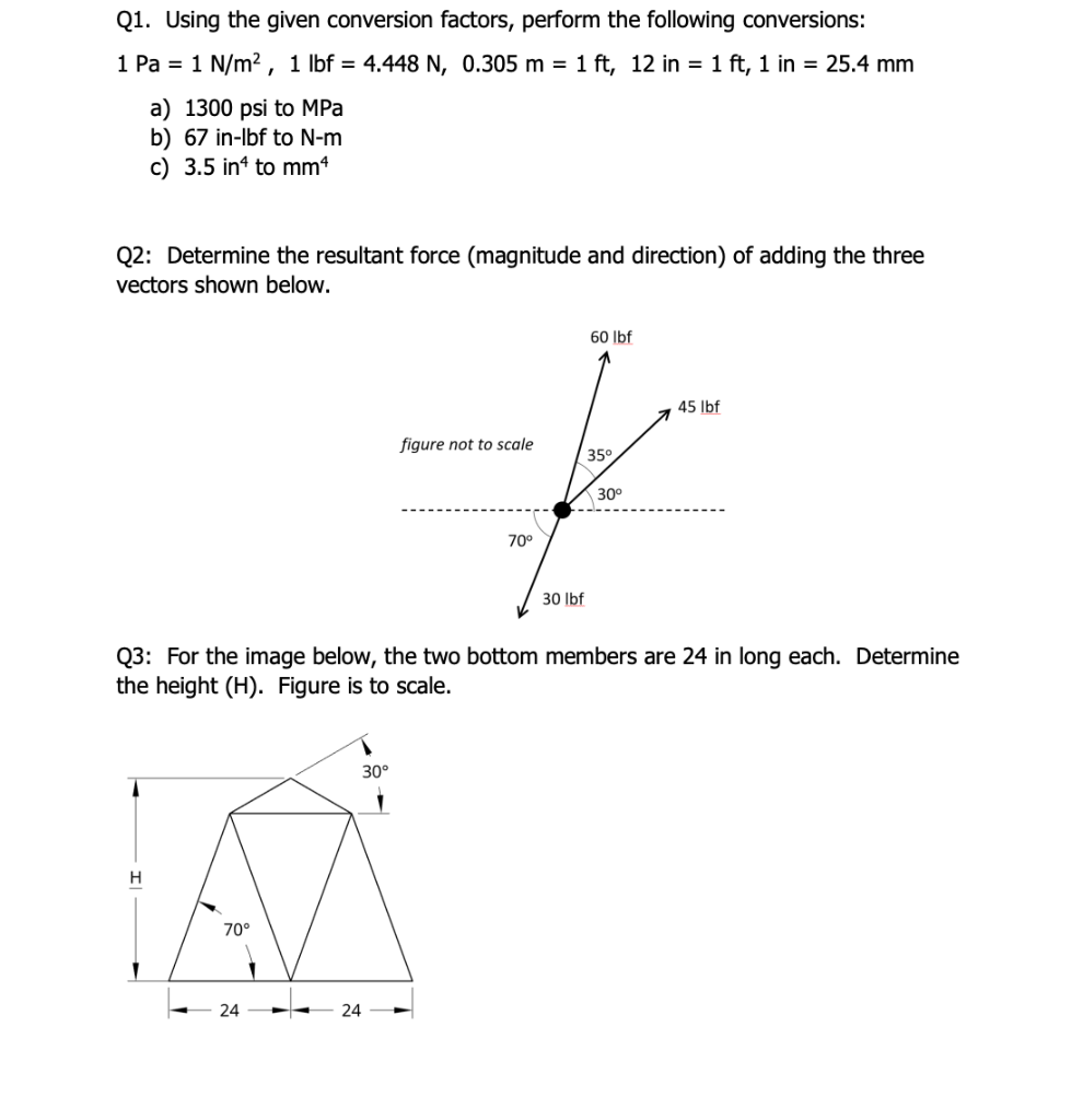 Solved Q1. Using the given conversion factors, perform the | Chegg.com