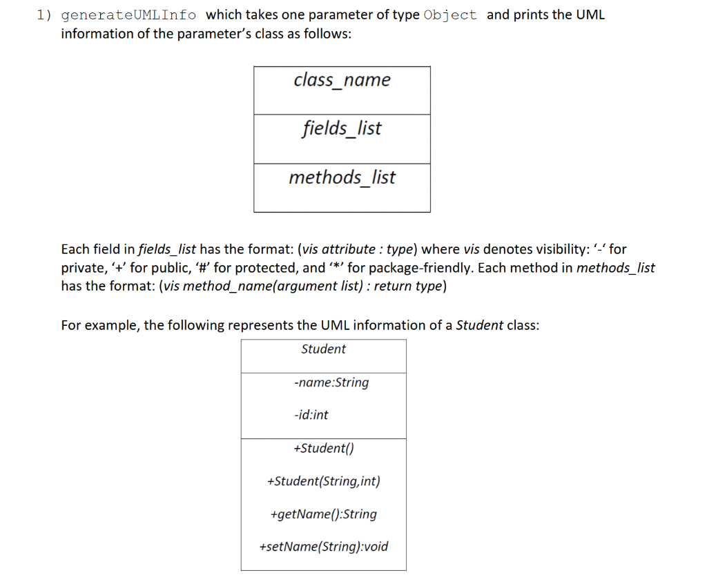 Solved generateUMLInfo which takes one parameter of type | Chegg.com