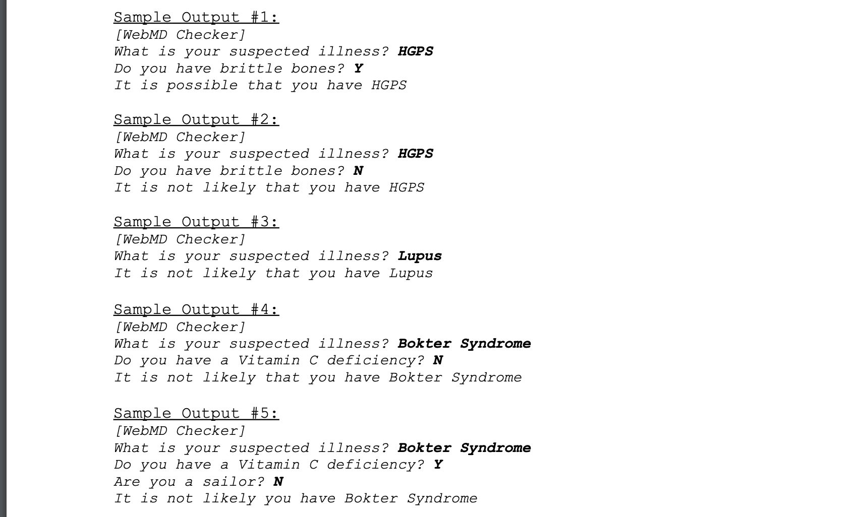 Solved Sample Output \#1: [WebMD Checker] What is your | Chegg.com