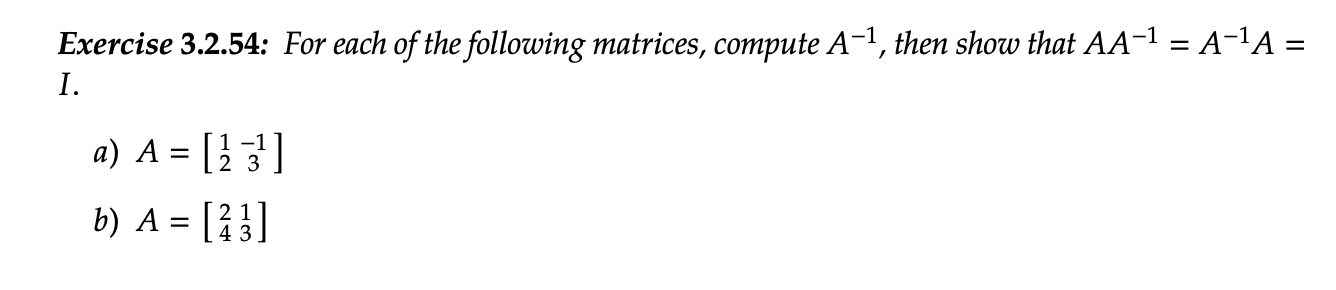 Solved Exercise 3.2.54: For each of the following matrices, | Chegg.com