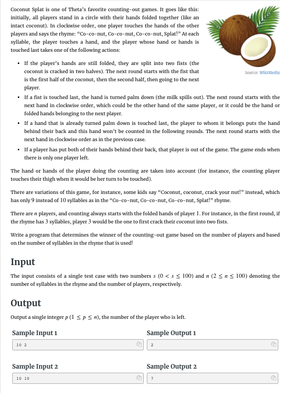 Coconut Splat is one of Theta's favorite counting-out | Chegg.com