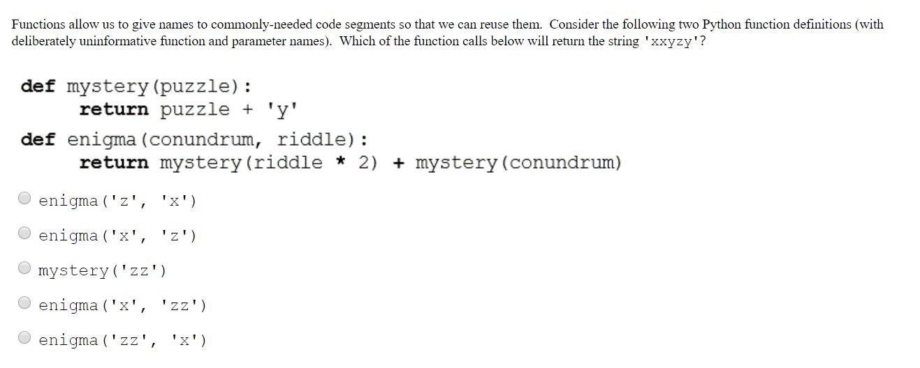 Solved Functions allow us to give names to commonly-needed | Chegg.com