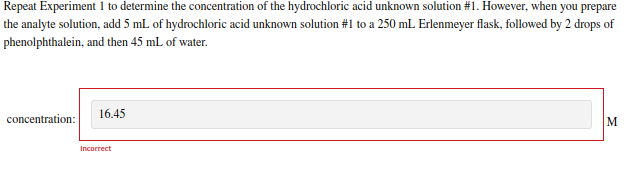 Solved Repeat Experiment 1 to determine the concentration of | Chegg.com