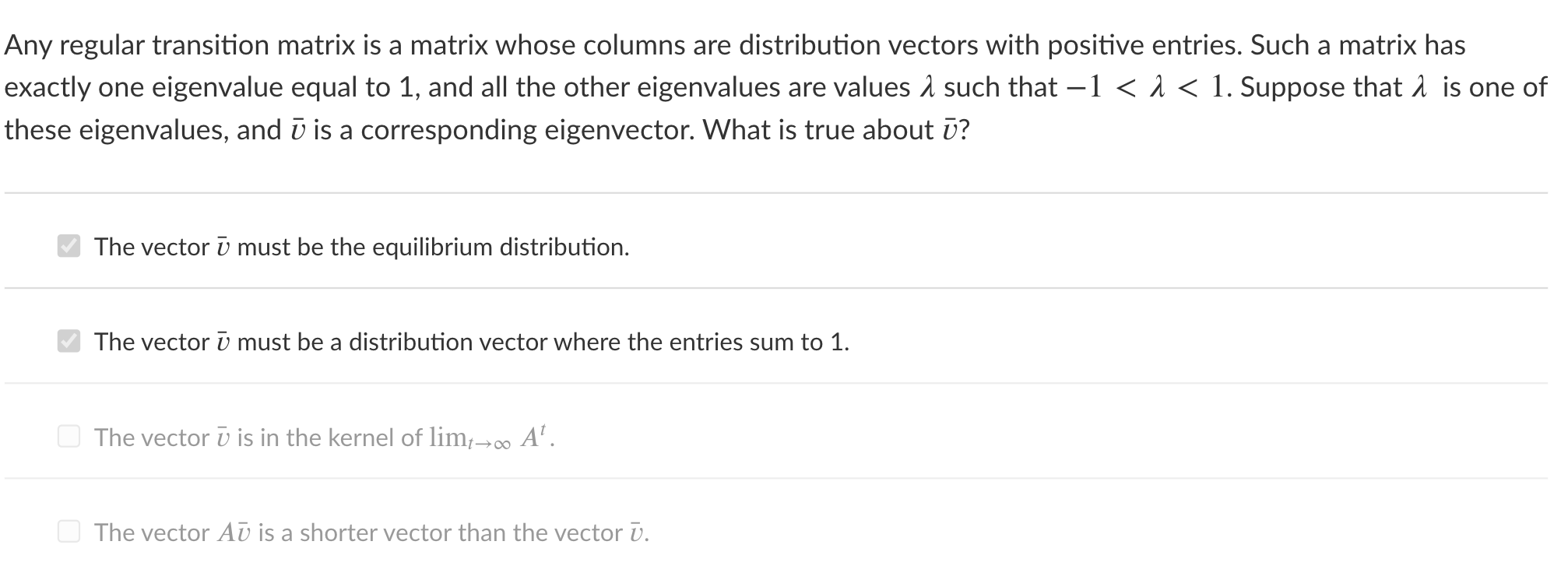 Solved Any regular transition matrix is a matrix whose | Chegg.com