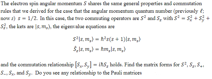 Solved The electron spin angular momentum S shares the same | Chegg.com