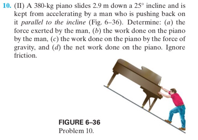 Solved 10. (II) A 380-kg piano slides 2.9 m down a 25° | Chegg.com Solved 10. (II) A 380-kg piano slides 2.9 m down a 25° | Chegg.com