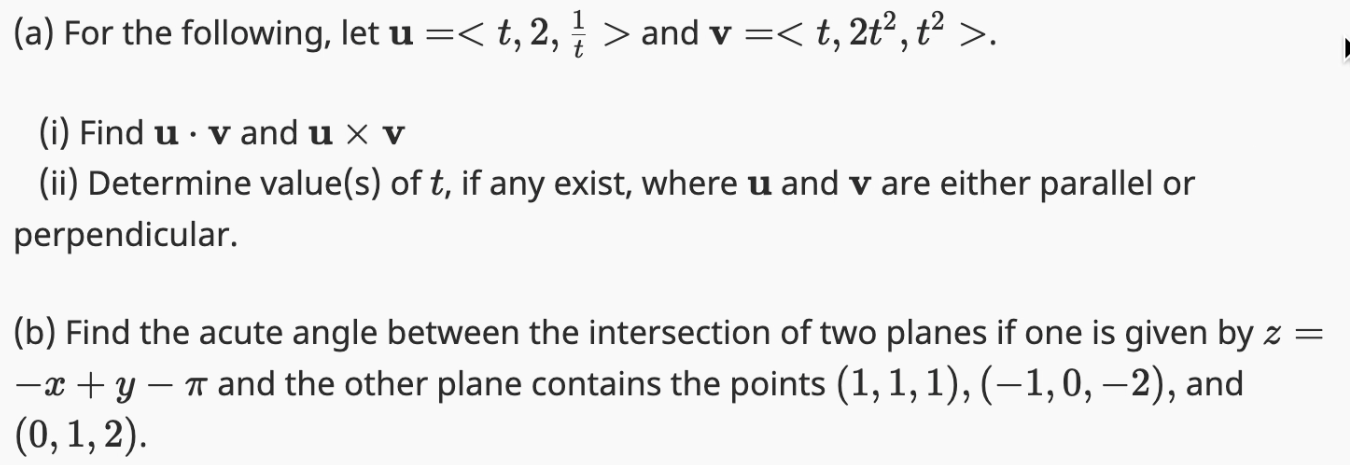 Solved (a) For the following, let u= | Chegg.com