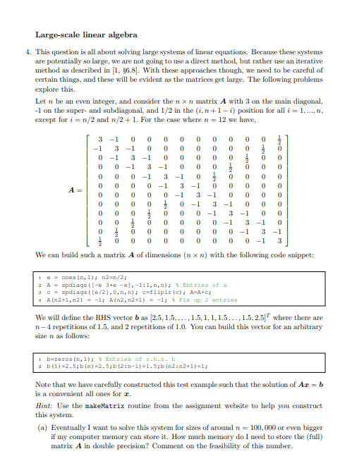 Large-scale linear algebra 4. This question is all | Chegg.com