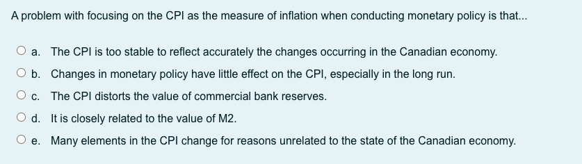 Solved A problem with focusing on the CPI as the measure of | Chegg.com