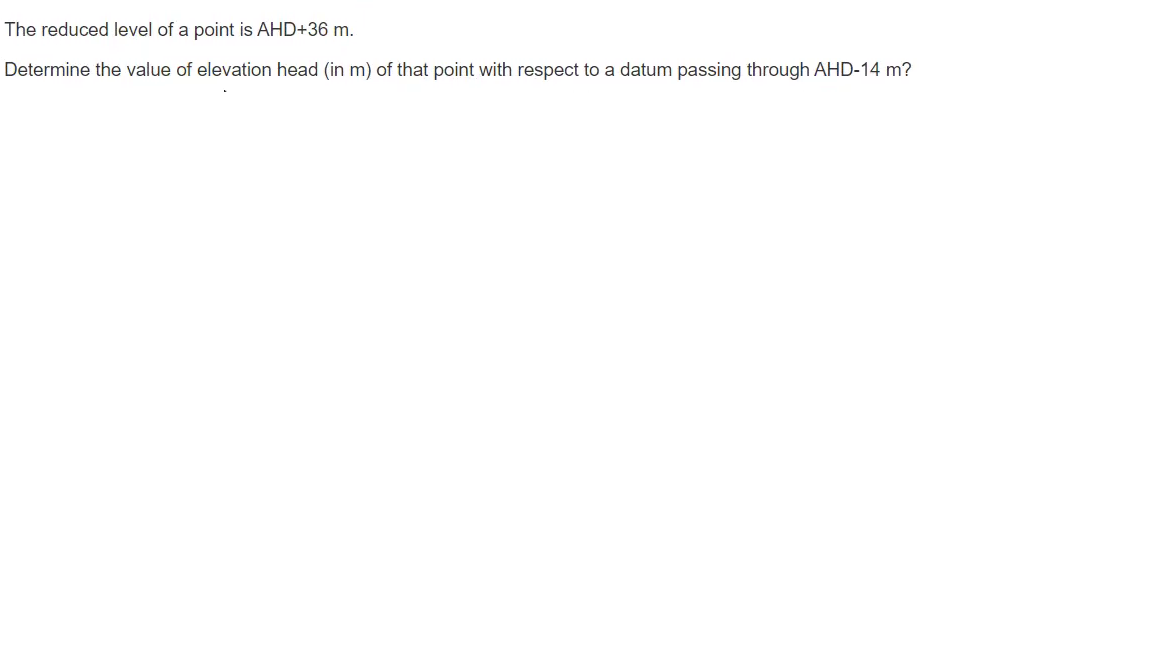 Solved The reduced level of a point is AHD+36 m. Determine | Chegg.com