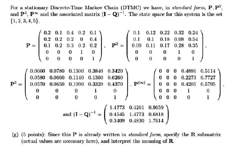 For a stationary Discrete-Time Markov Chain (DTMC) we | Chegg.com