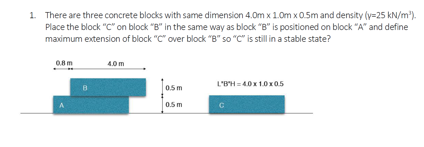 Solved 1. There are three concrete blocks with same | Chegg.com