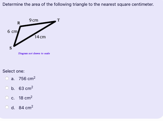 Solved Determine the area of the following triangle to the | Chegg.com