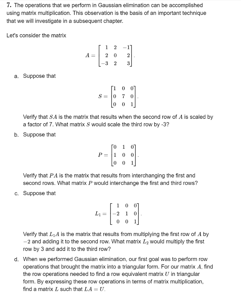 Solved 7. The operations that we perform in Gaussian | Chegg.com