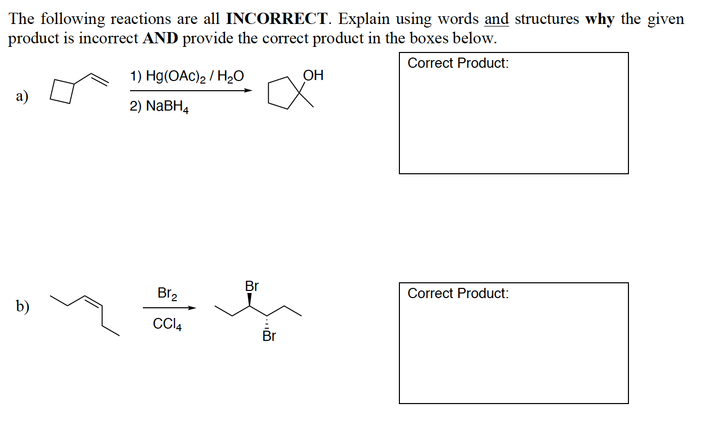 Solved The following reactions are all INCORRECT. Explain | Chegg.com
