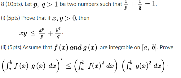 Solved Let p , q > 1 be two numbers such that 1 p + 1 q = 1. | Chegg.com