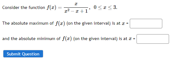 Solved Consider the function f(x)=x2−x+1x,0≤x≤3. The | Chegg.com