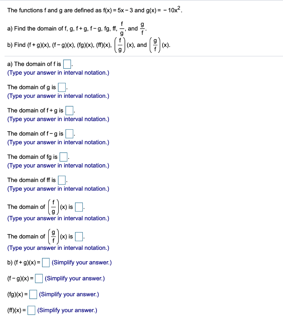 Solved The functions f and g are defined as f(x) = 5x – 3 | Chegg.com