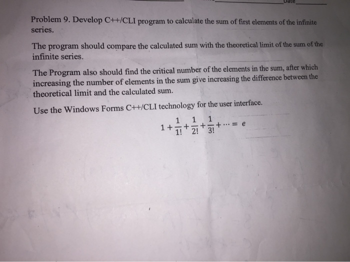 Solved Problem 9. Develop C++/CLI program to calculate the | Chegg.com
