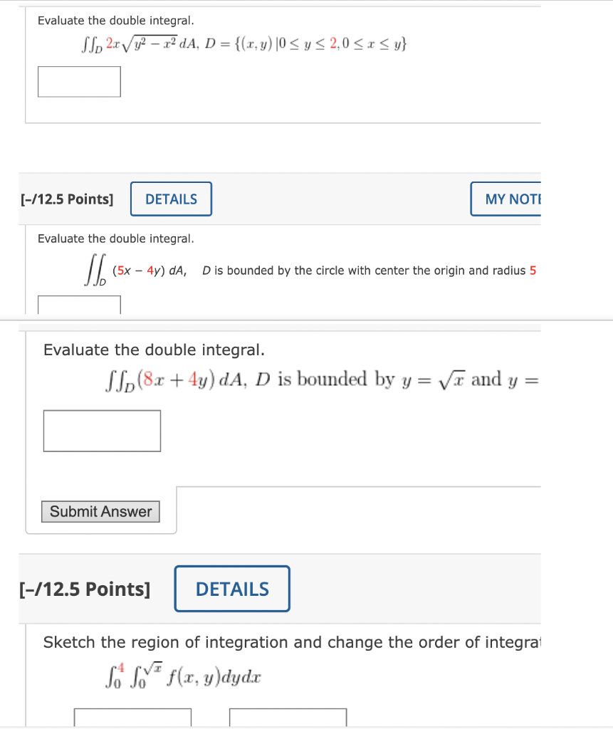 Solved Evaluate the double integral. | Chegg.com