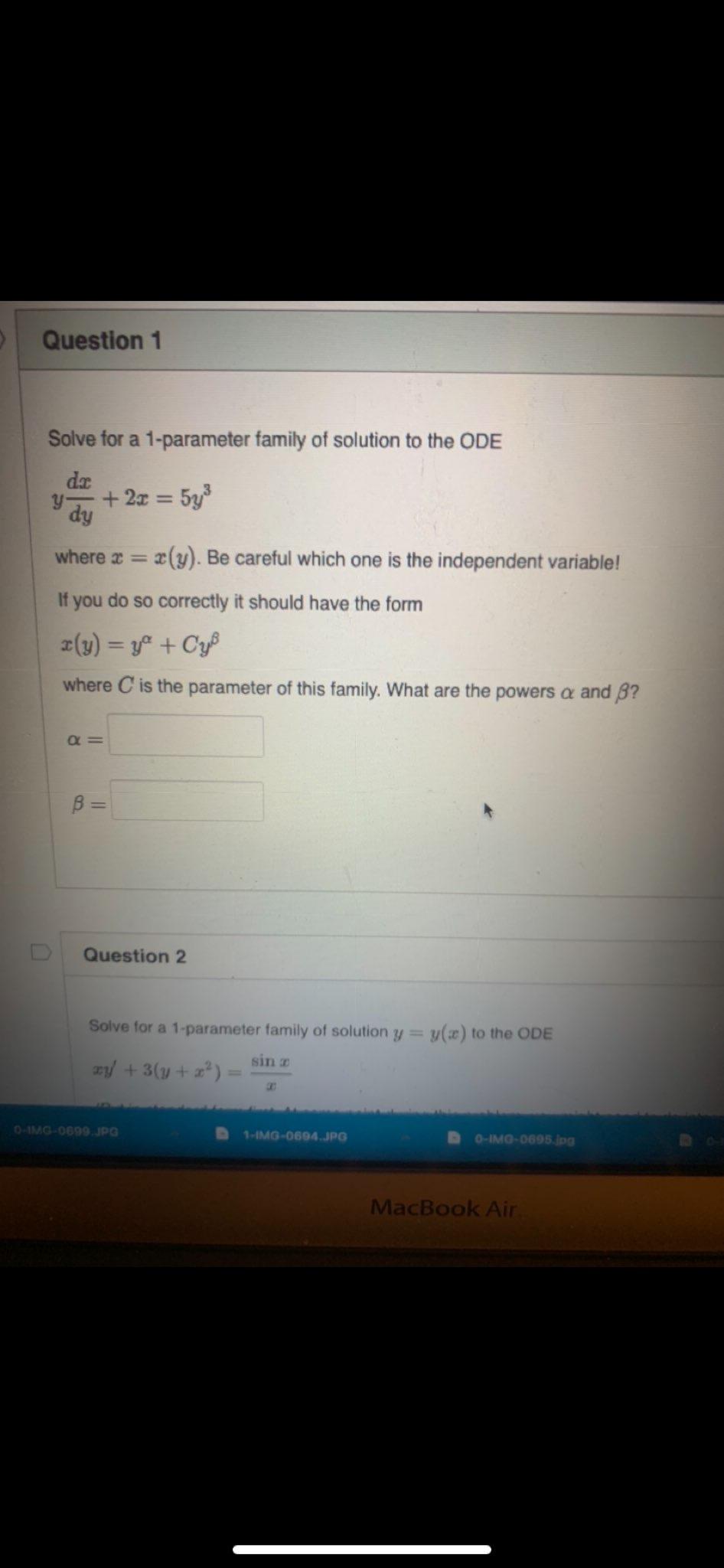 Solved Solve for a 1-parameter family of solution to the ODE | Chegg.com