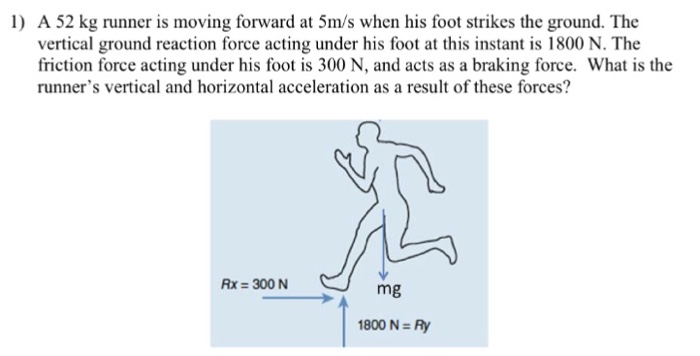 Solved A 52 kg runner is moving forward at 5m/s when his | Chegg.com