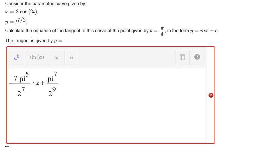 Solved Consider the parametric curve given by: | Chegg.com