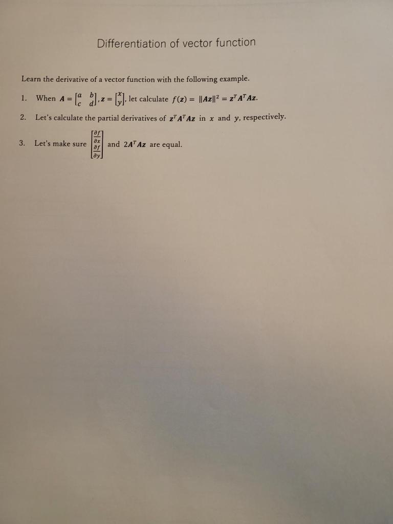 Solved Differentiation of vector function Learn the | Chegg.com