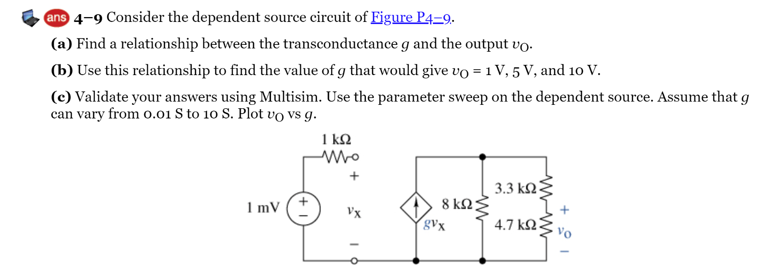 ans 4-9 ﻿Consider the dependent source circuit of | Chegg.com