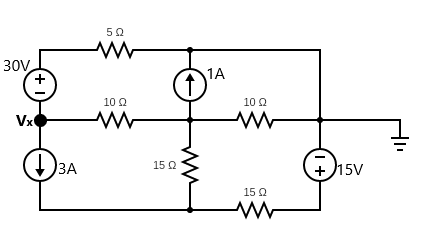 Solved Use nodal analysis to solve for the node voltage Vx. | Chegg.com