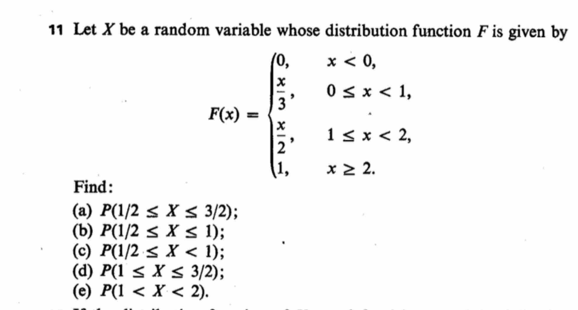 Solved 11 ﻿Let x be ﻿a random variable whose distribution | Chegg.com