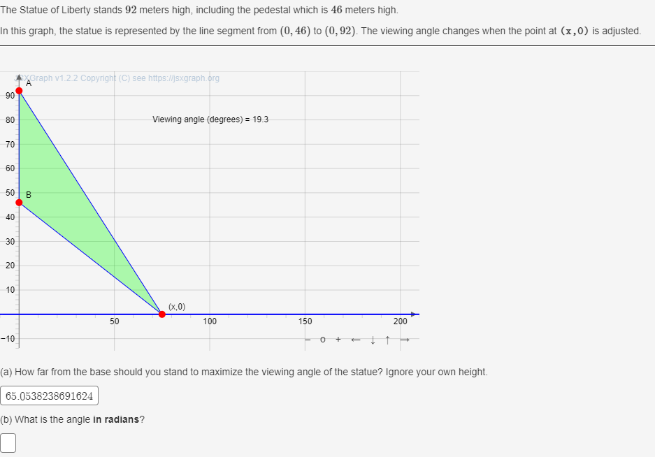 Solved The Statue of Liberty stands 92 meters high, | Chegg.com
