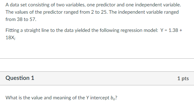 Solved A data set consisting of two variables, one predictor | Chegg.com