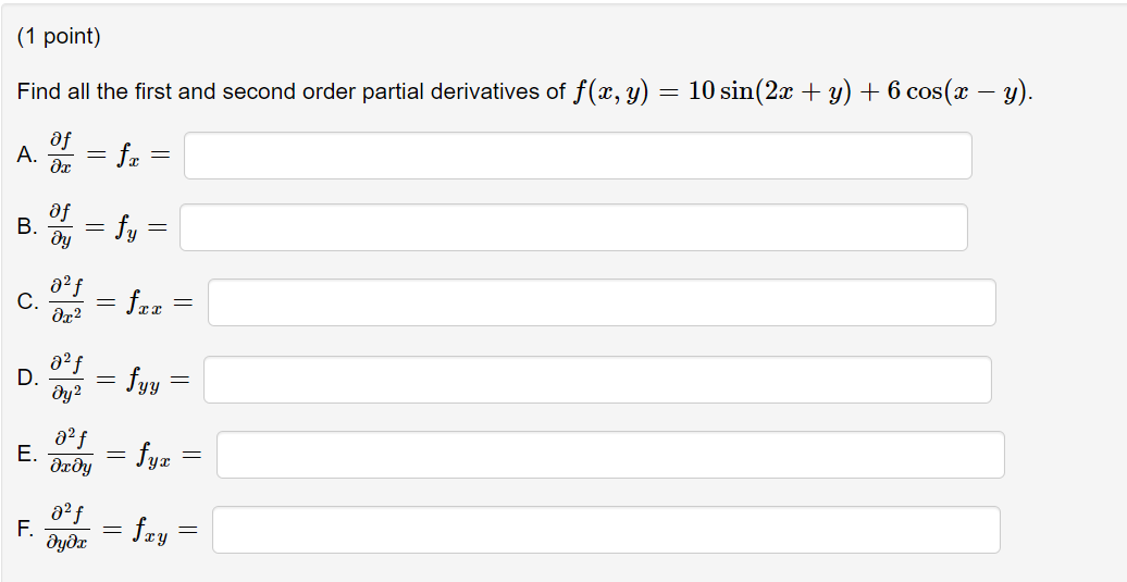 Solved Find all the first and second order partial | Chegg.com