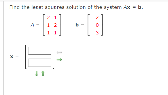 Solved Find the least squares solution of the system Ax=b. | Chegg.com