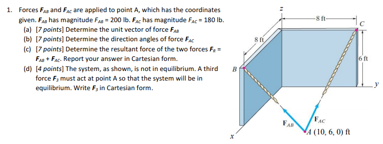 Solved Forces FAB and FAc are applied to point A, which has | Chegg.com