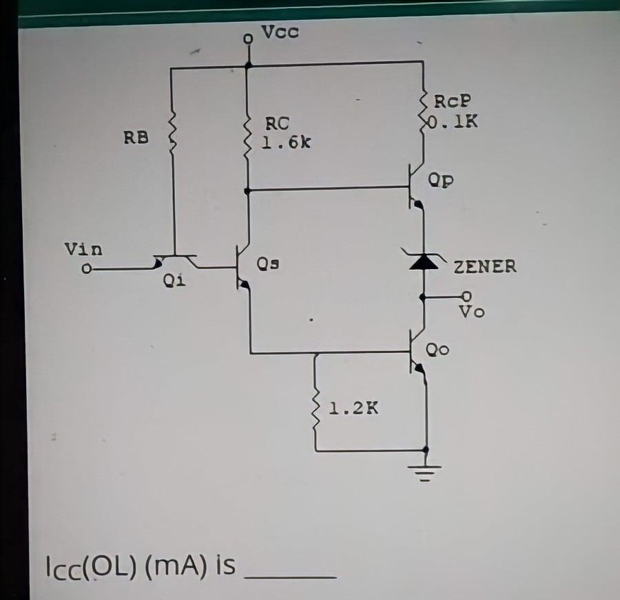 Solved Vcc=6 RB=4.2k Vz=1 Beta forward =50 Beta reverse | Chegg.com