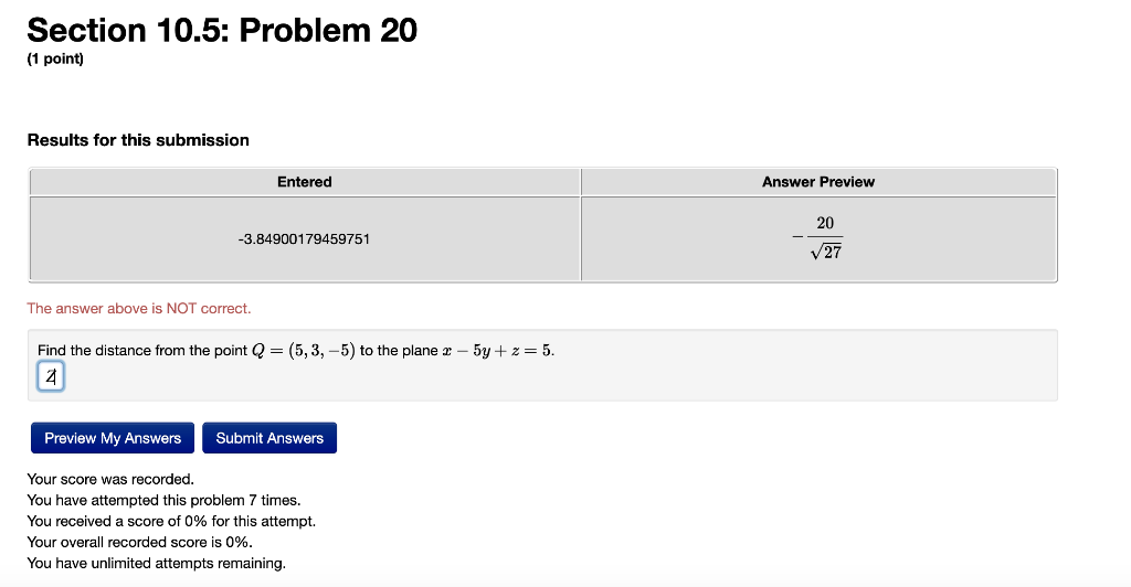 Solved Section 10.5: Problem 20 (1 point) Results for this | Chegg.com