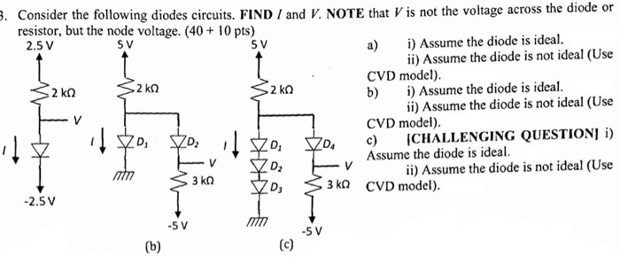 Solved 3. Consider the following diodes circuits. FIND / and | Chegg.com